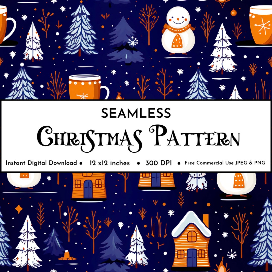 Snowman Seamless Printable Digital Pattern Christmas Coffee - Etsy