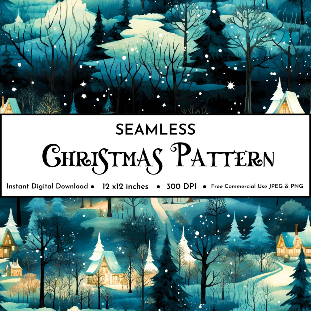 Winter Watercolor Christmas Digital Paper Snowy Holiday Seamless ...