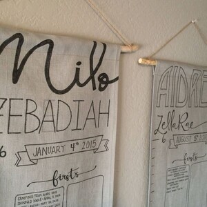 Custom Canvas Wall Growth Chart / Personalized Baby Shower Gift ...