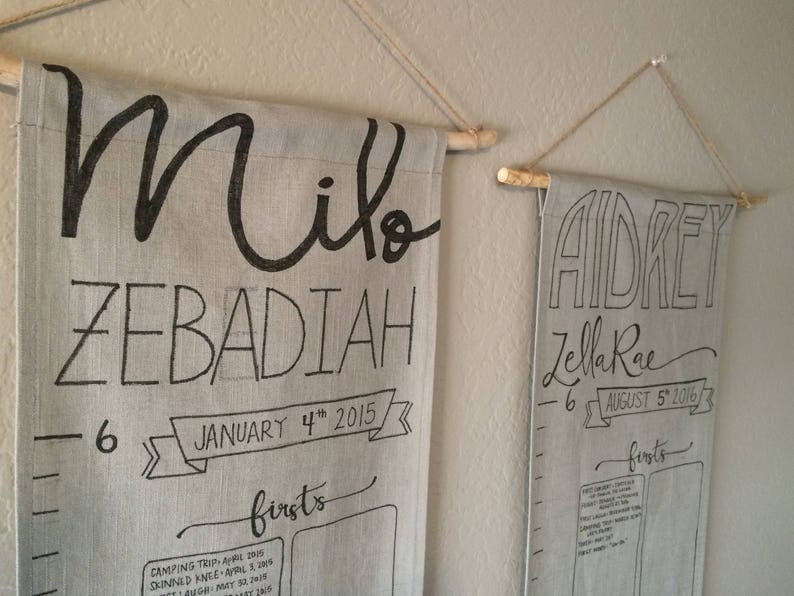 Custom Canvas Wall Growth Chart / Personalized Baby Shower Gift ...