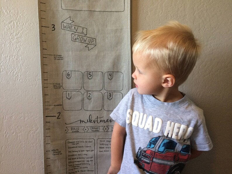 Custom Canvas Wall Growth Chart / Personalized Baby Shower Gift ...