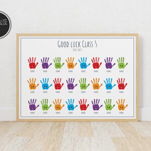 Personalised Handprints Print, End of Year Gift for Students, Teacher ...