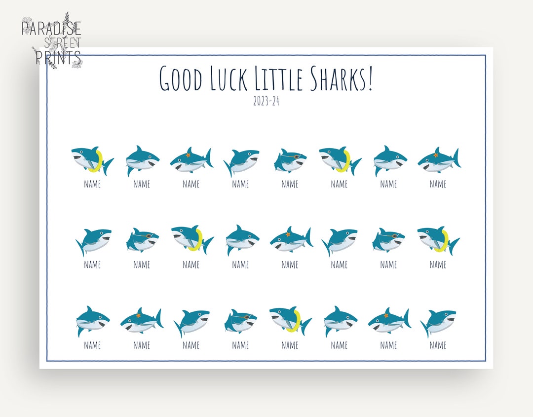 Personalised Shark Print, End of Year Gift for Students, Teacher ...