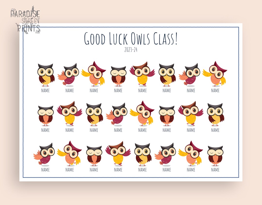 Personalised Owls Print, End of Year Gift for Students, Teacher ...