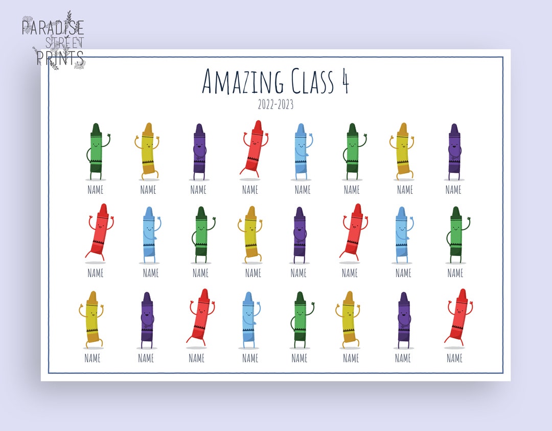 Personalised Crayons Print, End of Year Gift for Students, Teacher ...