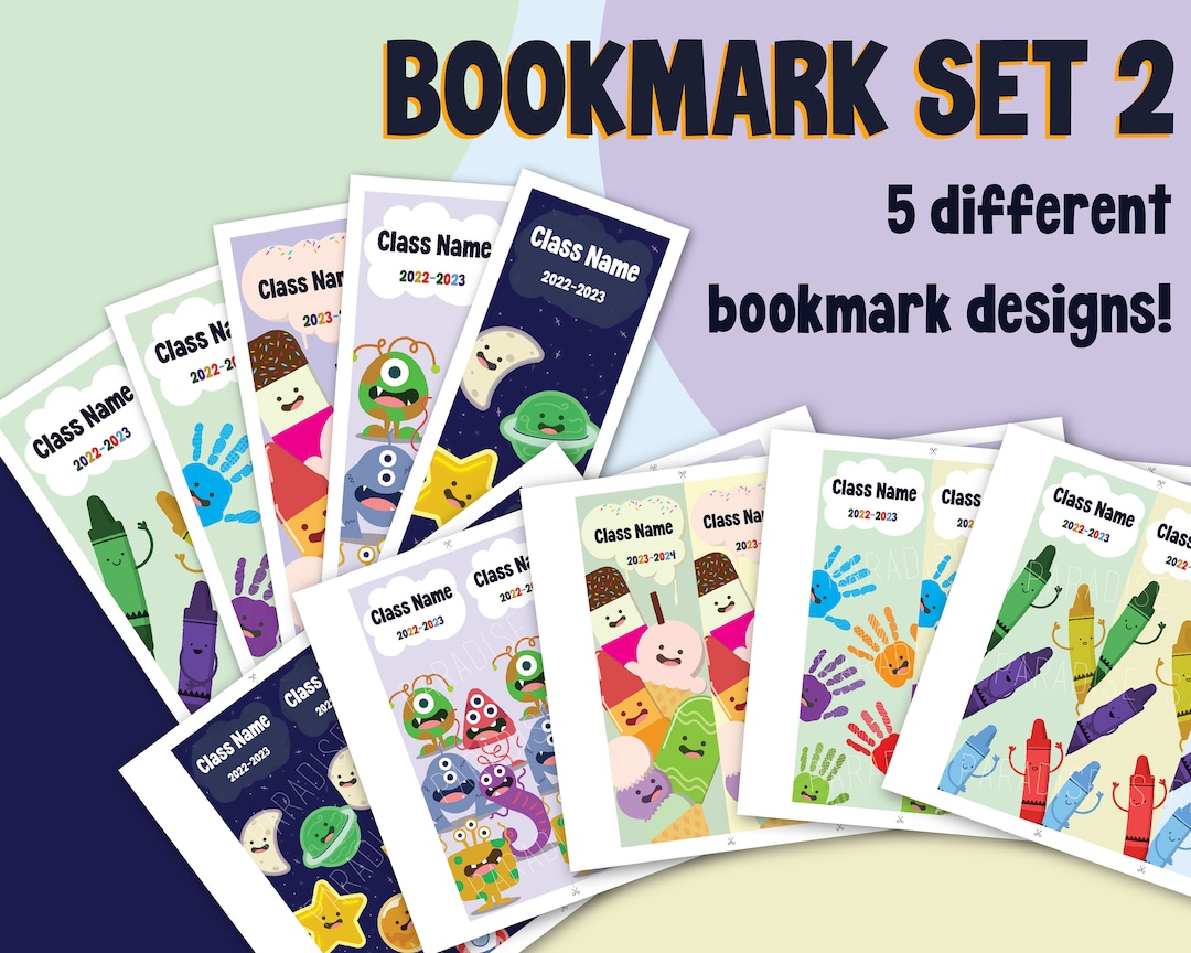 BOOKMARK SET 2 - 5 Personalised End of Year Student Bookmark Designs ...