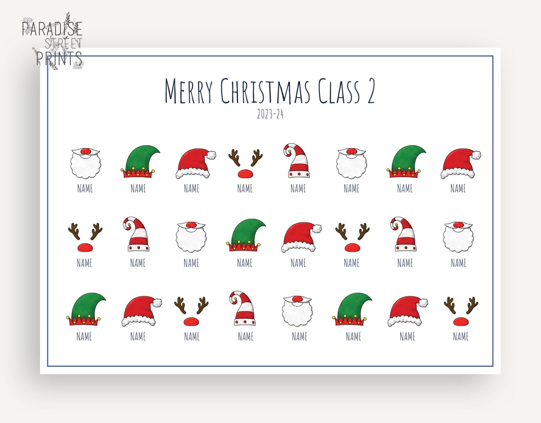 Personalised Class Digital Christmas Print, Children's Christmas Prints ...