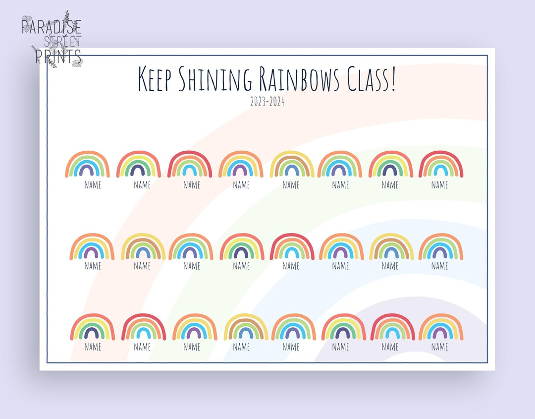 Personalised Rainbows Print, End of Year Gift for Students, Teacher ...