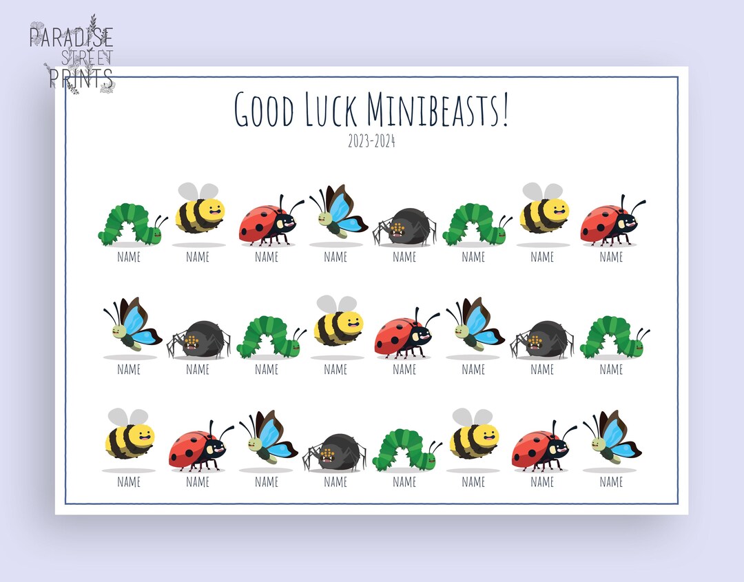 Personalised Minibeasts Print, End of Year Gift for Students, Teacher ...