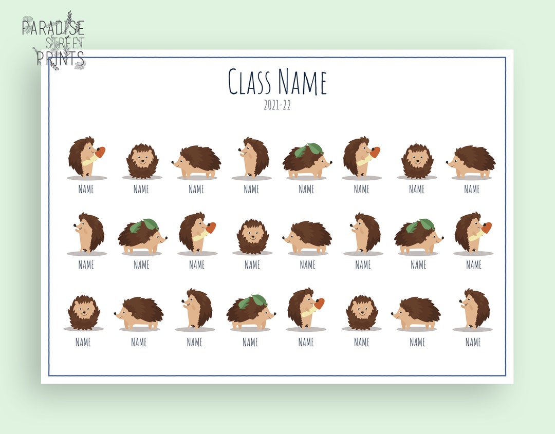 Personalised Hedgehogs Print, End of Year Gift for Students, Teacher ...
