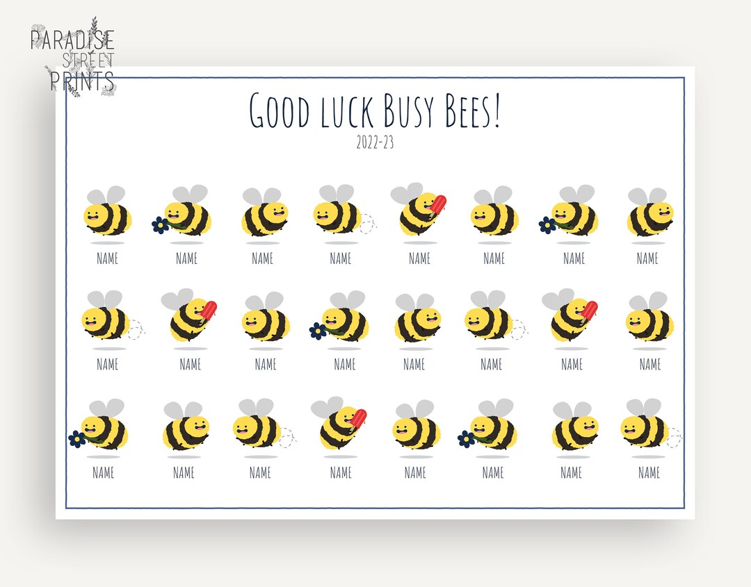 Personalised Busy Bees Print, End of Year Gift for Students, Teacher ...