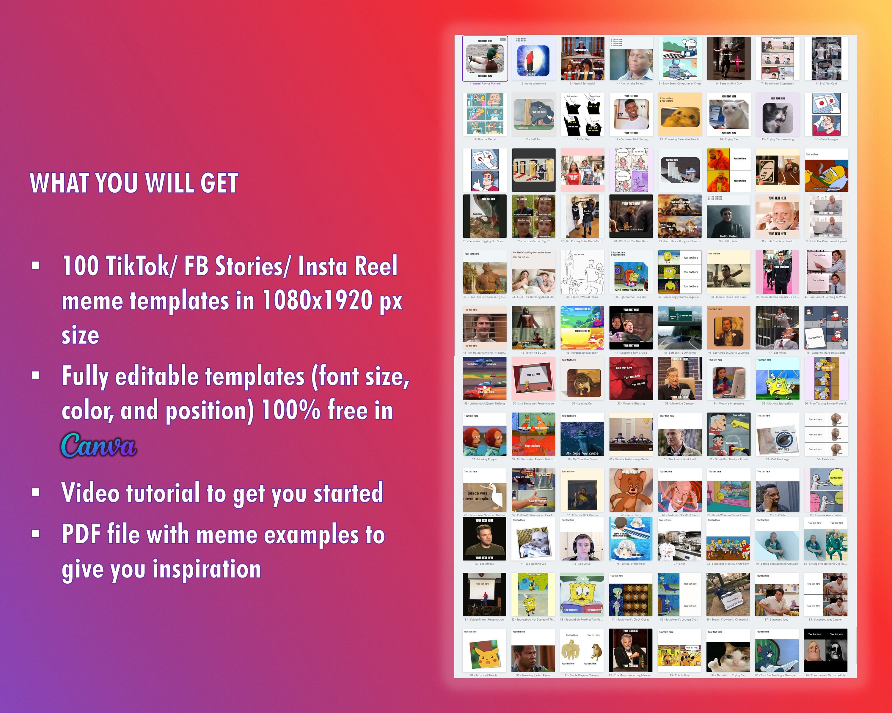 100 Meme Canva Templates for Tiktok, Facebook Stories, Instagram Reels ...