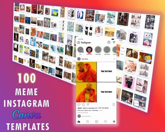 100 Meme Instagram Canva Templates - Etsy