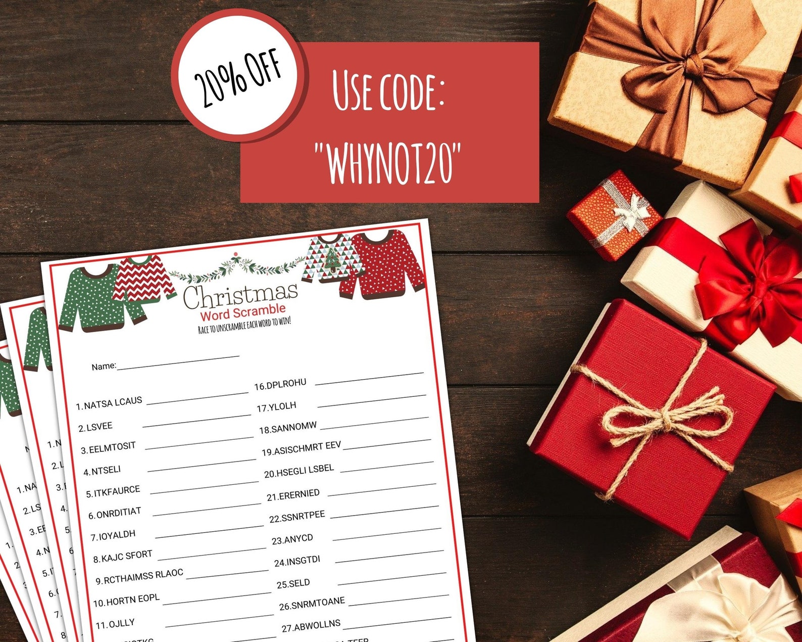 Christmas Word Scramble Game | Printable Christmas Party Games ...