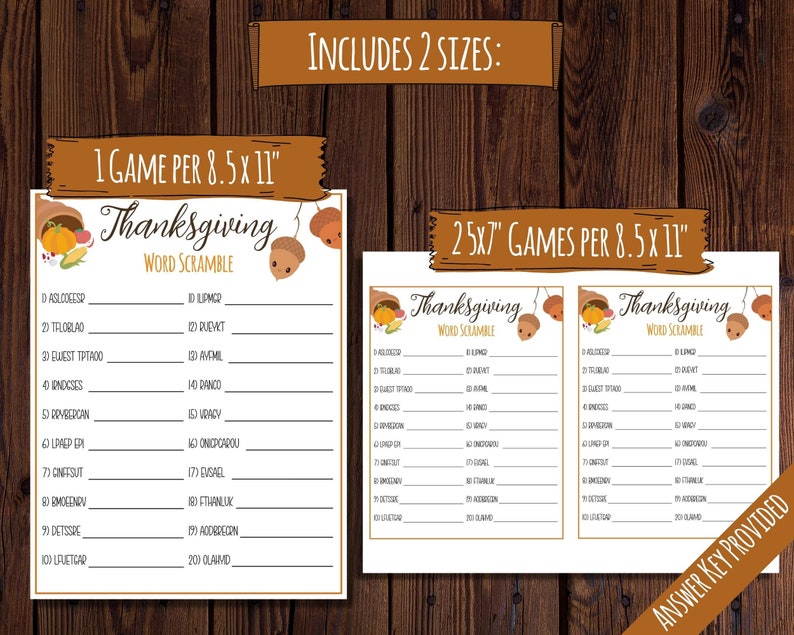 Thanksgiving Word Scramble | Thanksgiving Printable | Friendsgiving ...