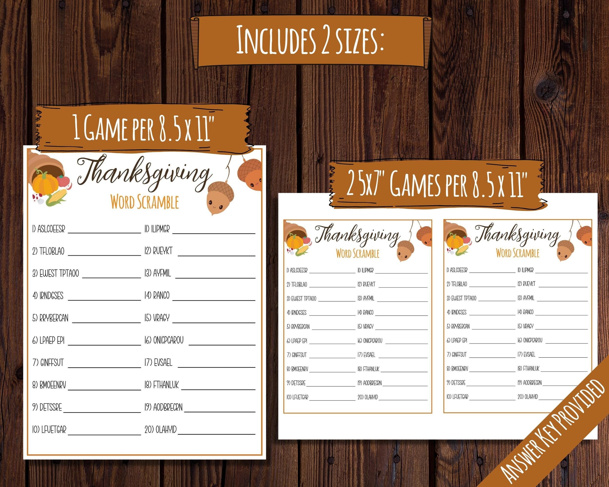 Thanksgiving Word Scramble | Thanksgiving Printable | Friendsgiving ...