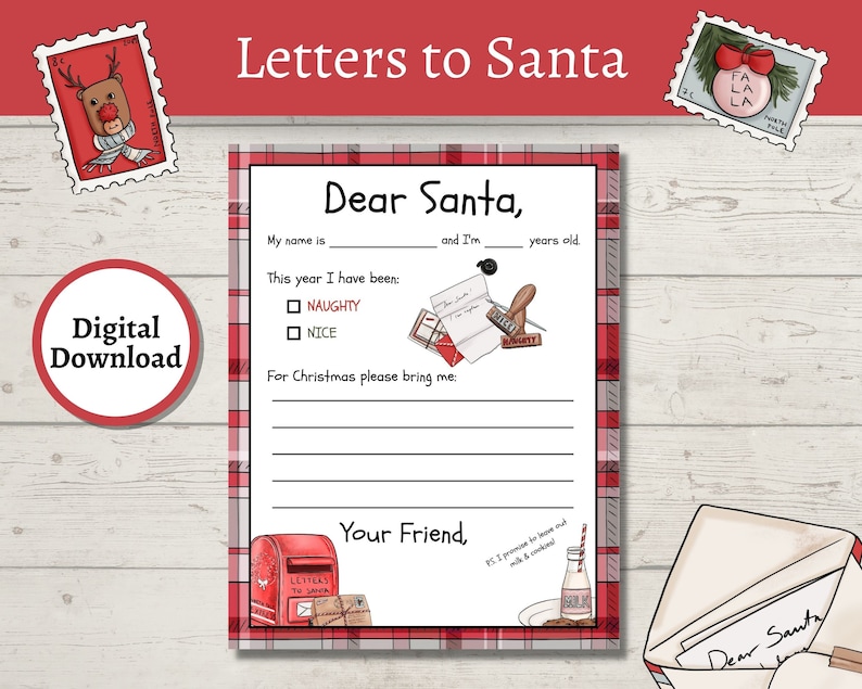 Letter to Santa Printable | Christmas Wish List | Dear Santa Printable ...