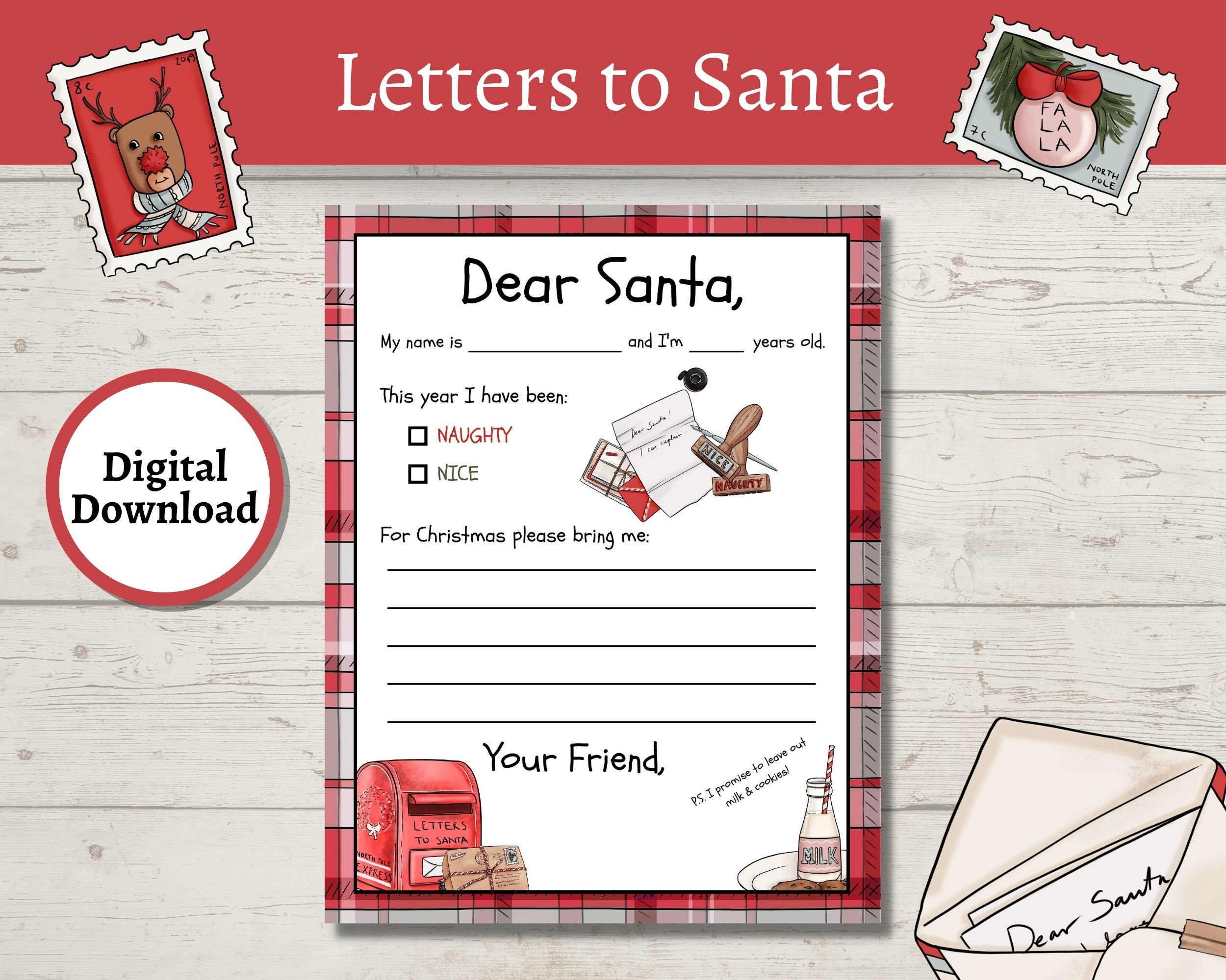 Letter to Santa Printable | Christmas Wish List | Dear Santa Printable ...