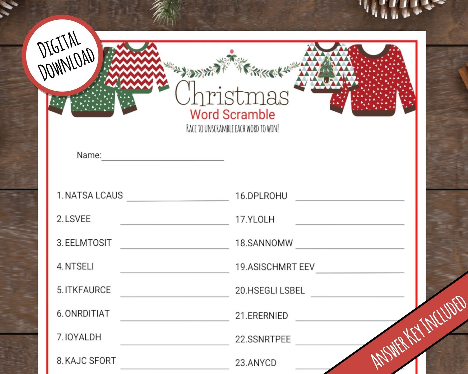 Christmas Word Scramble Game | Printable Christmas Party Games ...