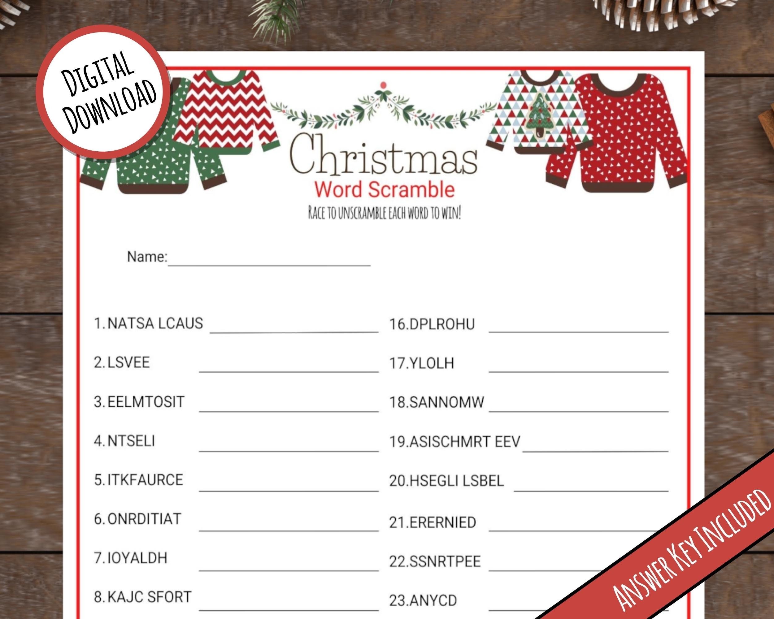 Christmas Word Scramble Game | Printable Christmas Party Games ...