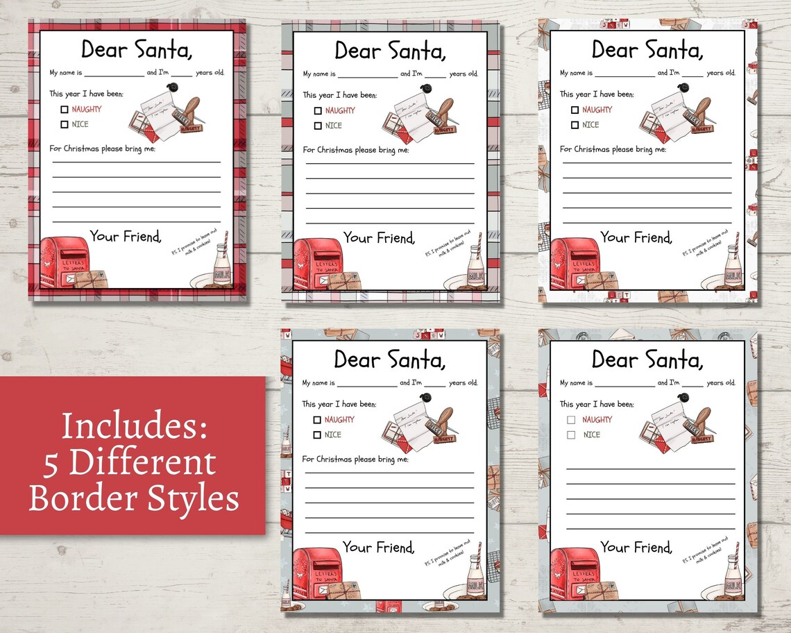 Letter to Santa Printable | Christmas Wish List | Dear Santa Printable ...
