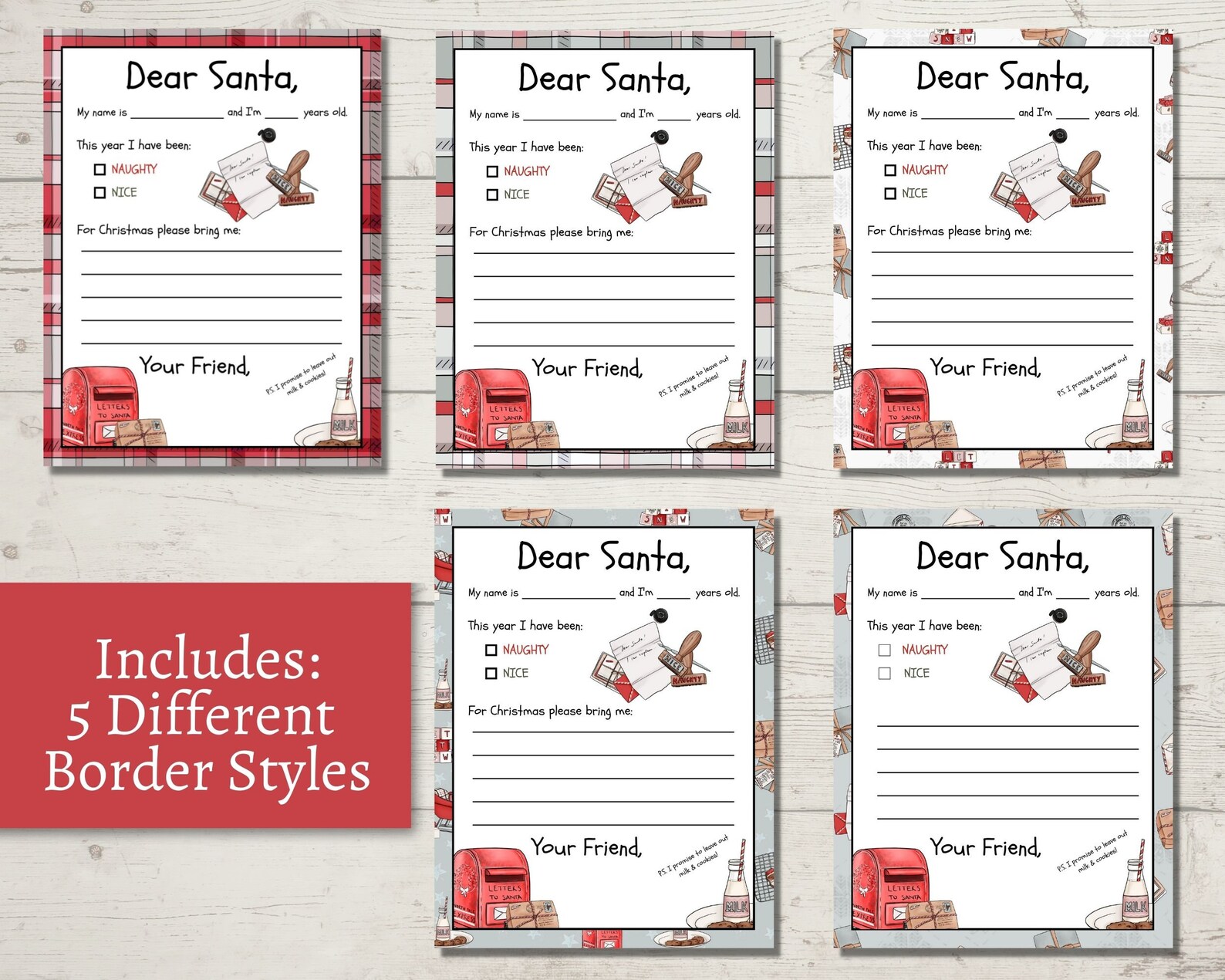 Letter to Santa Printable Christmas Wish List Dear Santa - Etsy