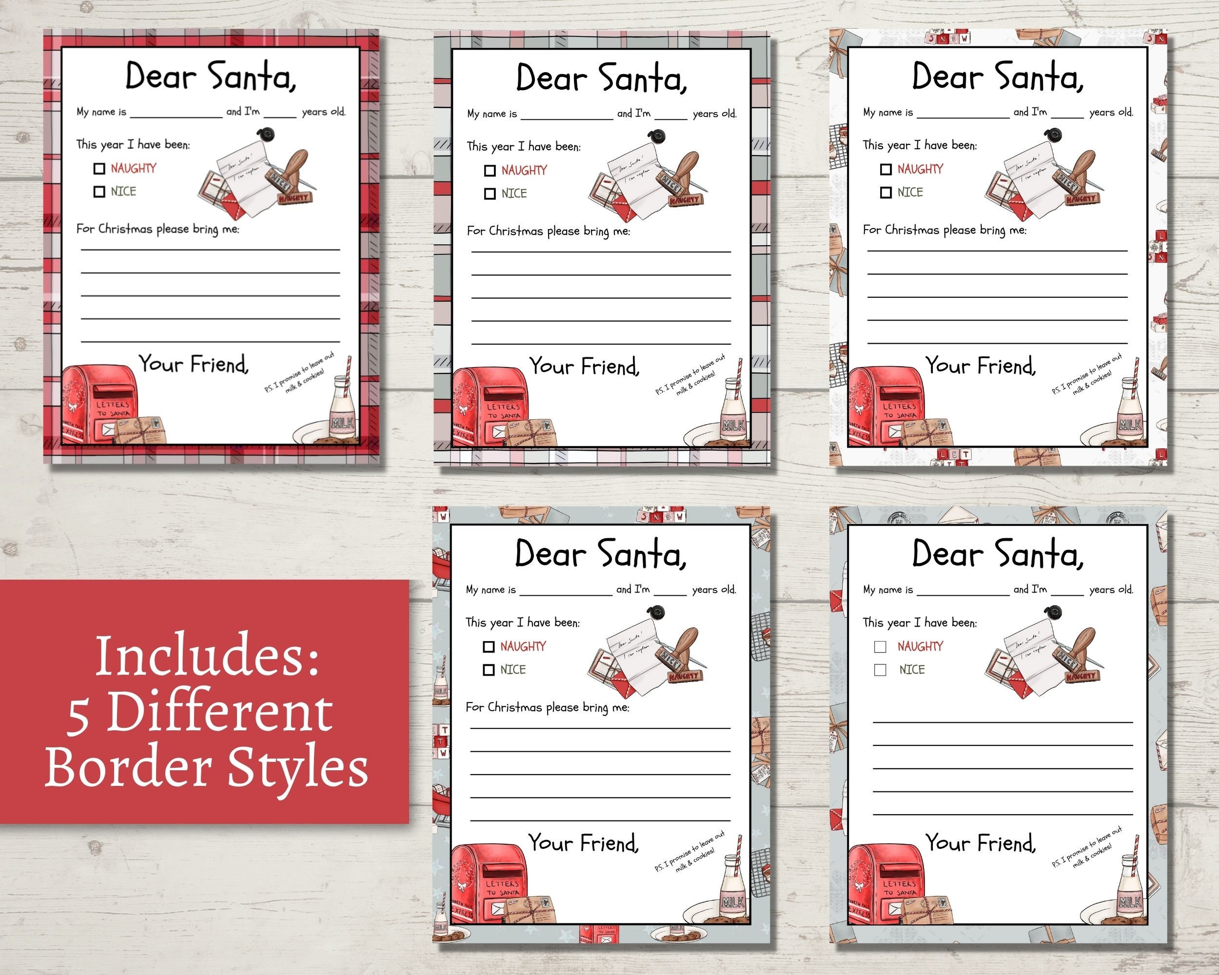 Letter to Santa Printable | Christmas Wish List | Dear Santa Printable ...