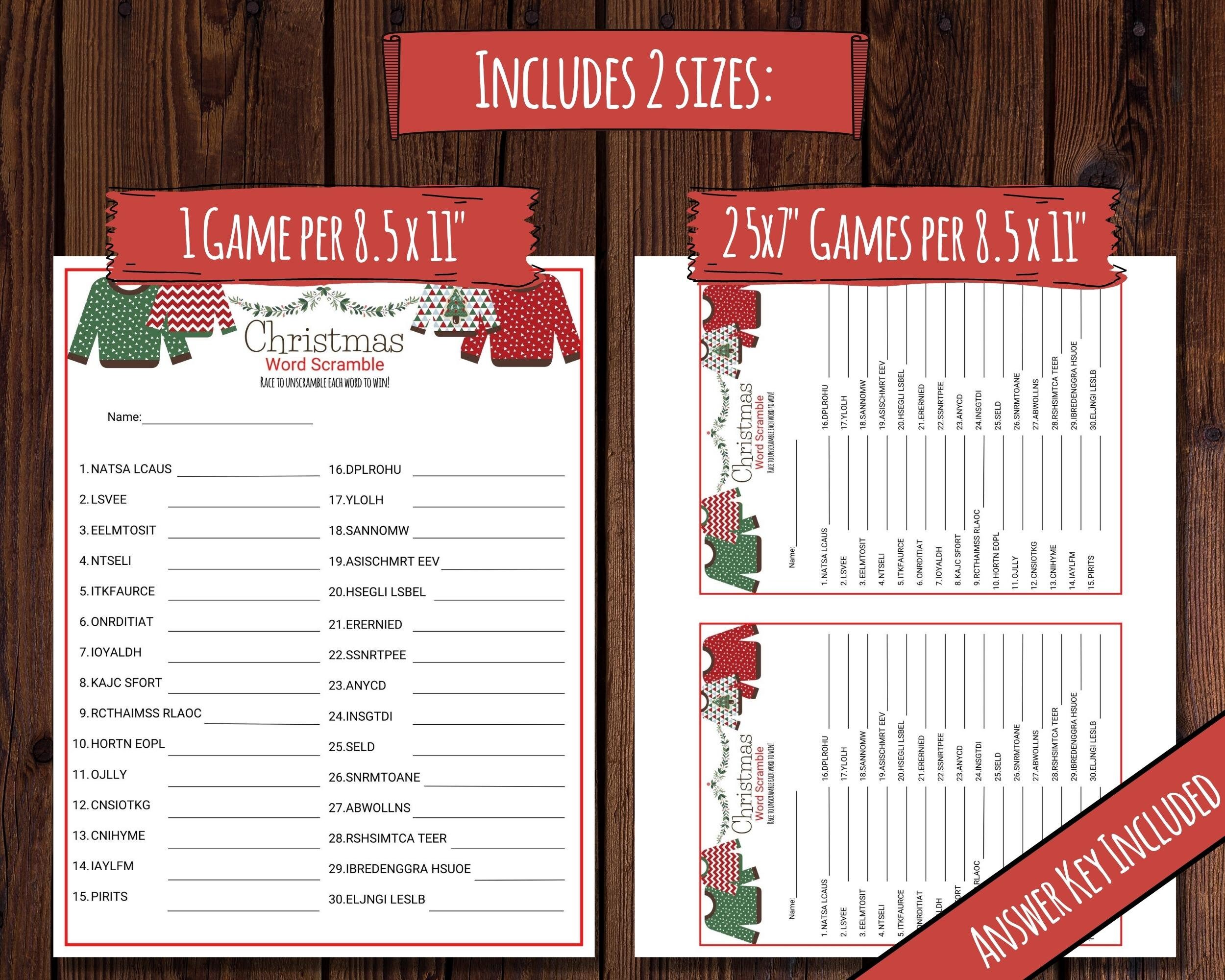 Christmas Word Scramble Game | Printable Christmas Party Games ...