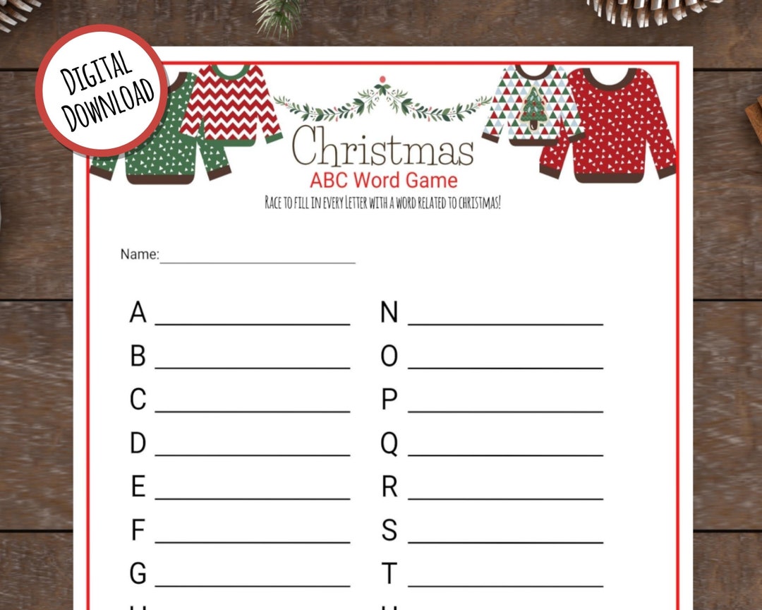Christmas ABC Game | Christmas A-Z Game | Printable Christmas Party ...