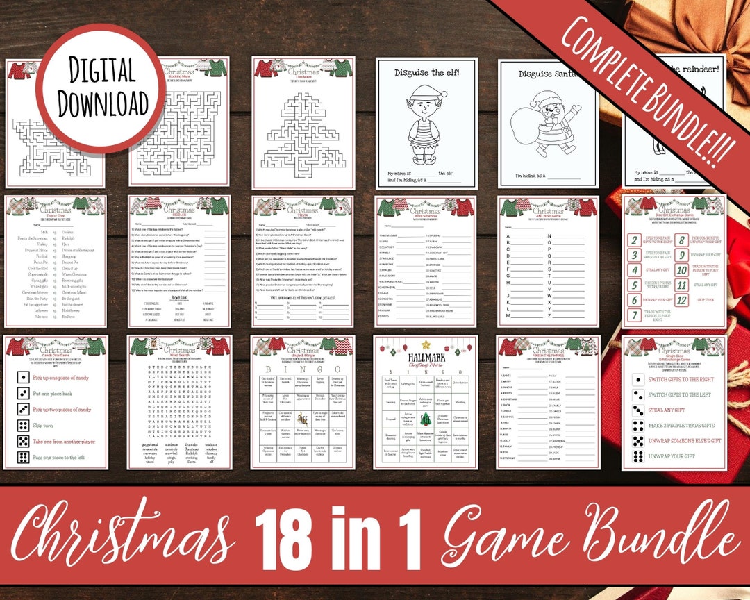 18 in 1 Complete Christmas Game Bundle | Holiday Game Bundle | Family ...