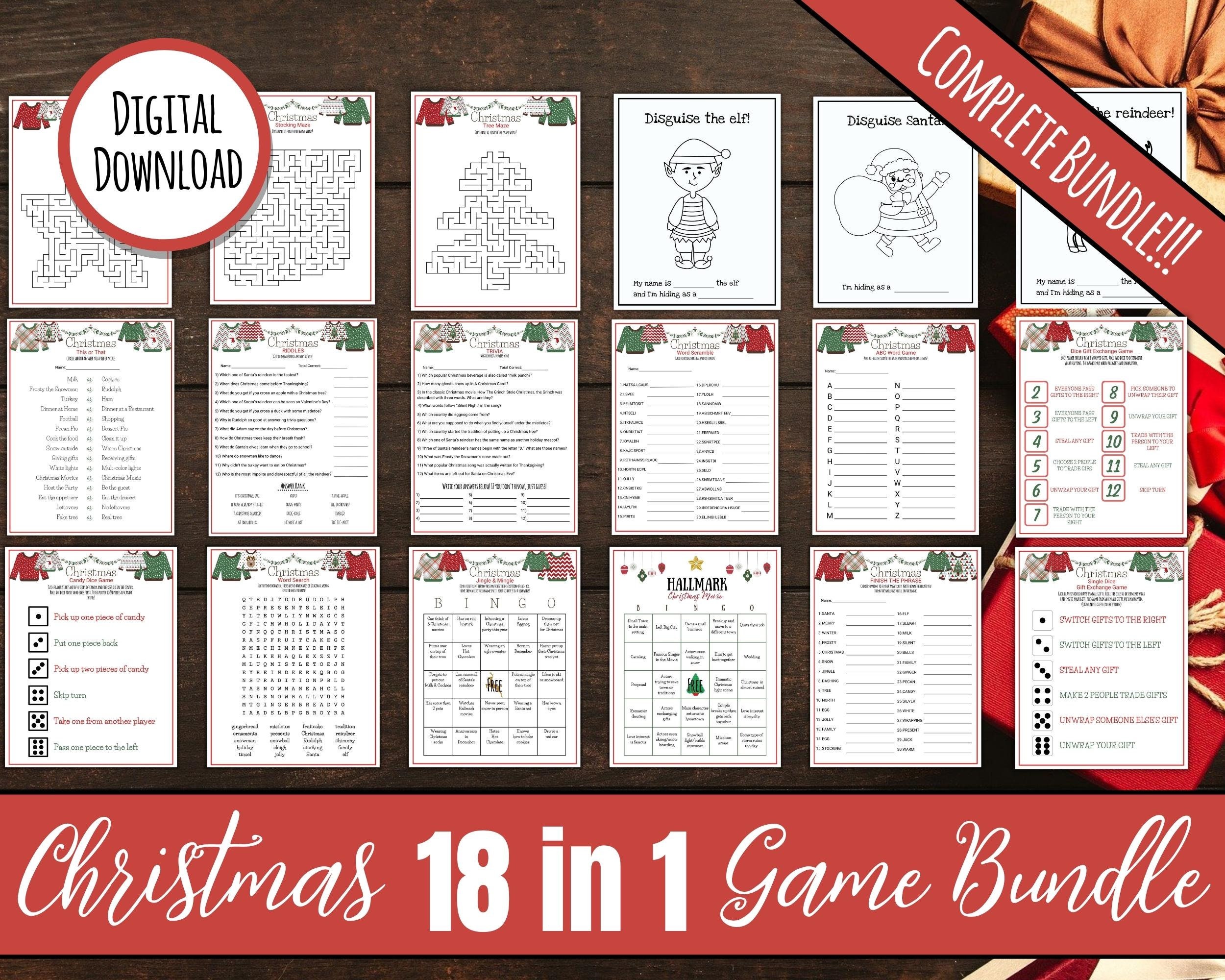 18 in 1 Complete Christmas Game Bundle Holiday Game Bundle - Etsy