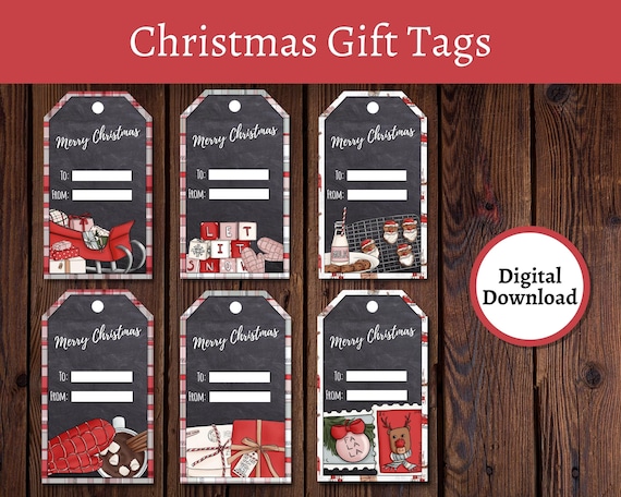Printable Christmas Gift Tags Chalkboard Christmas Print - Etsy