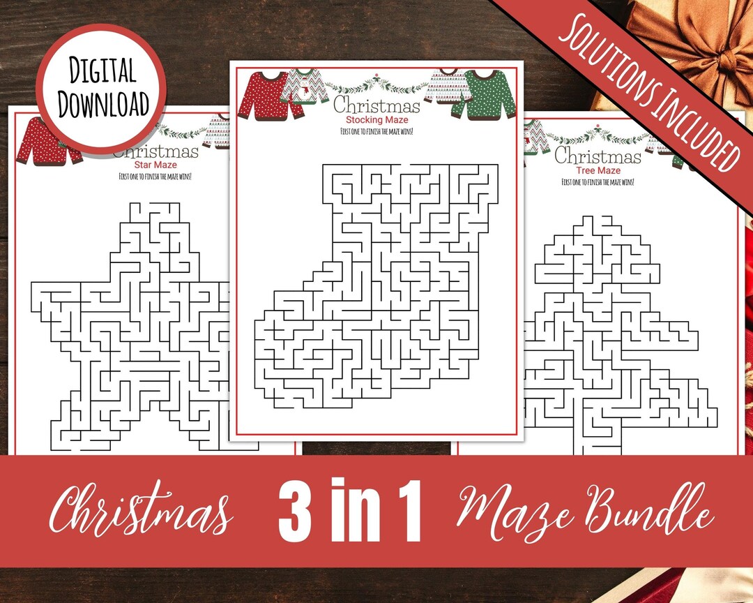 3 in 1 Christmas Maze Game Bundle | Holiday Maze Game Bundle | Family ...