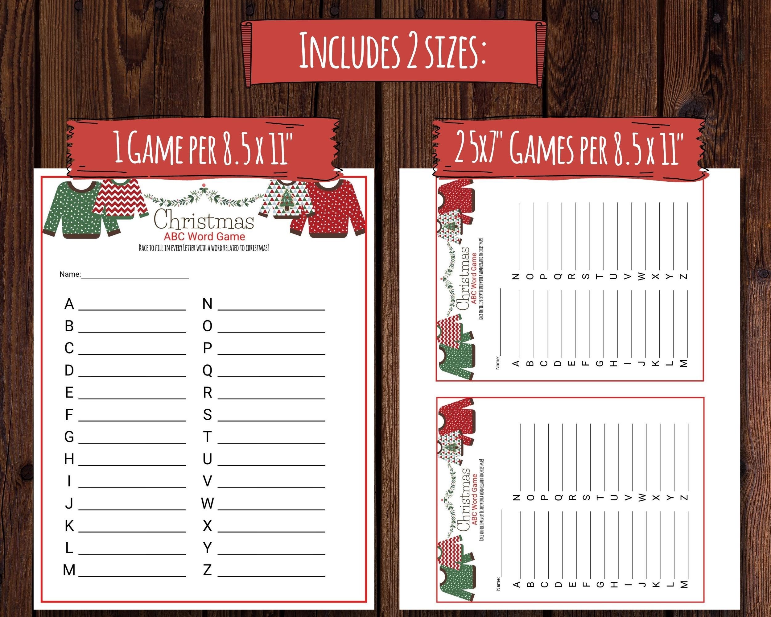 Christmas ABC Game | Christmas A-Z Game | Printable Christmas Party ...