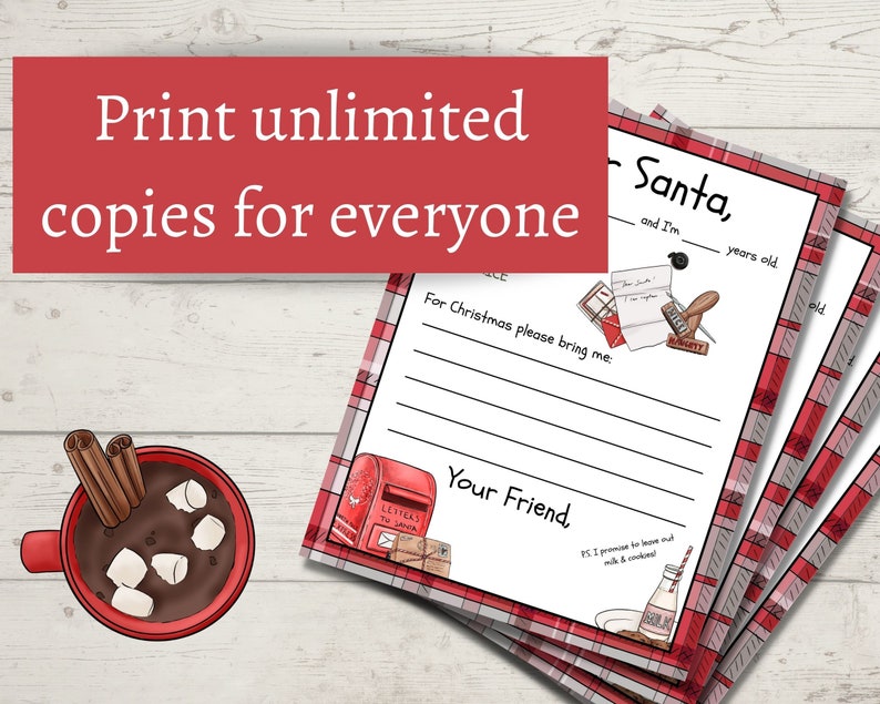 Letter to Santa Printable | Christmas Wish List | Dear Santa Printable ...