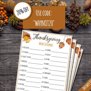 Thanksgiving Word Scramble | Thanksgiving Printable | Friendsgiving ...