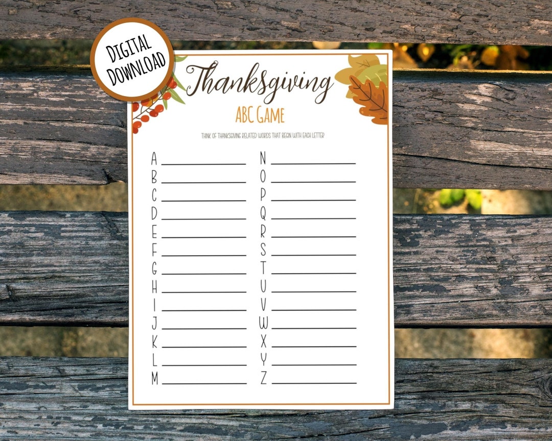 Thanksgiving ABC Game| Thanksgiving Printable | Friendsgiving Game ...