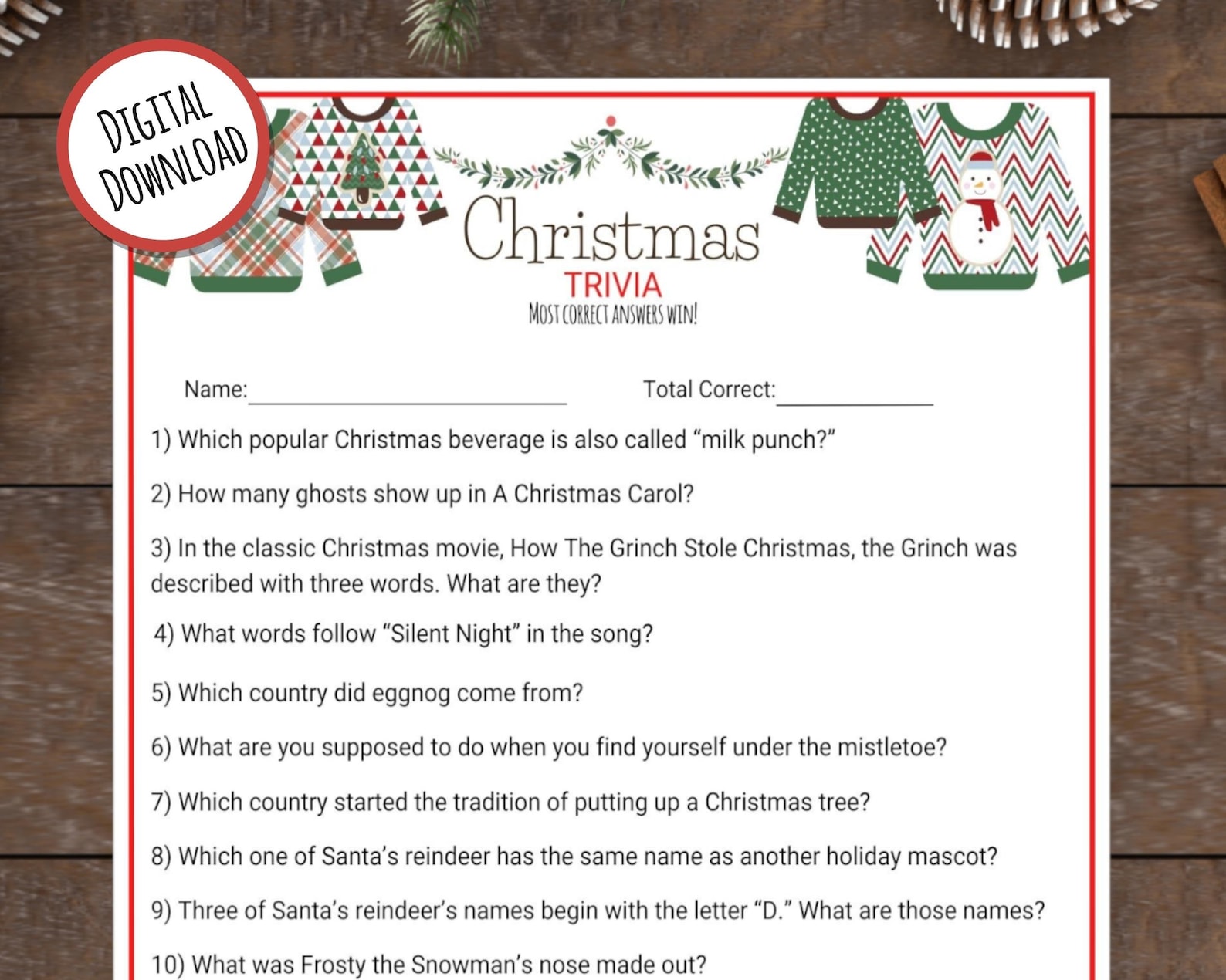 Christmas Trivia Printable Game | Christmas Trivia | Zoom Christmas ...