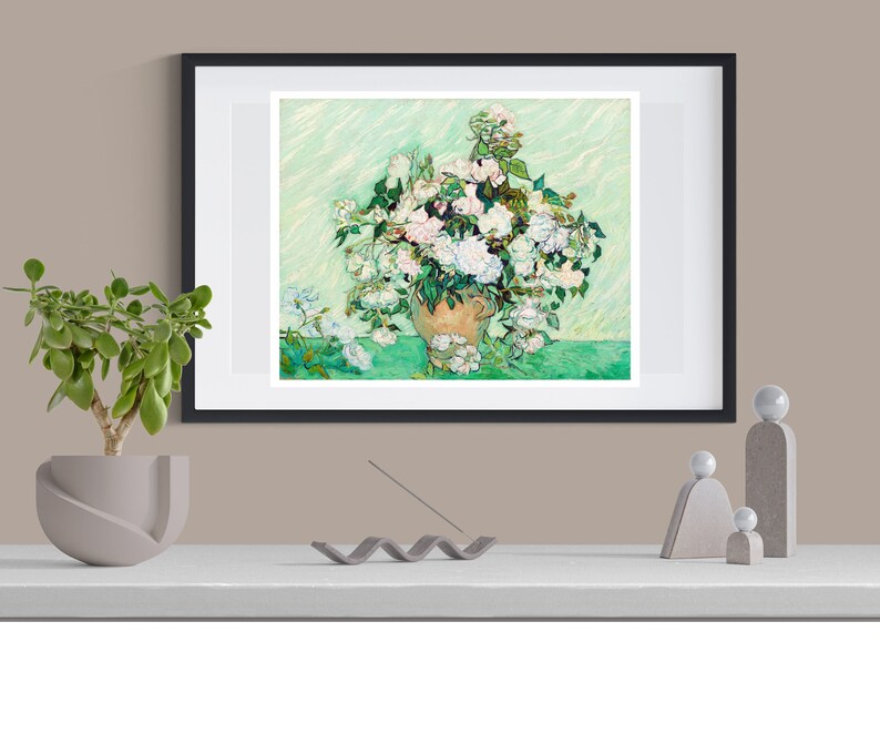 Van Gogh White Roses Art Print | Vintage Floral Wall Decor, Botanical ...