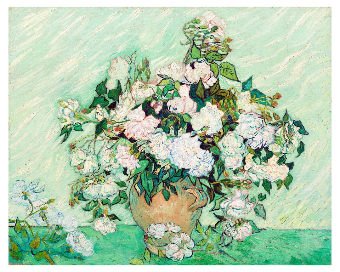 Van Gogh White Roses Art Print | Vintage Floral Wall Decor, Botanical ...