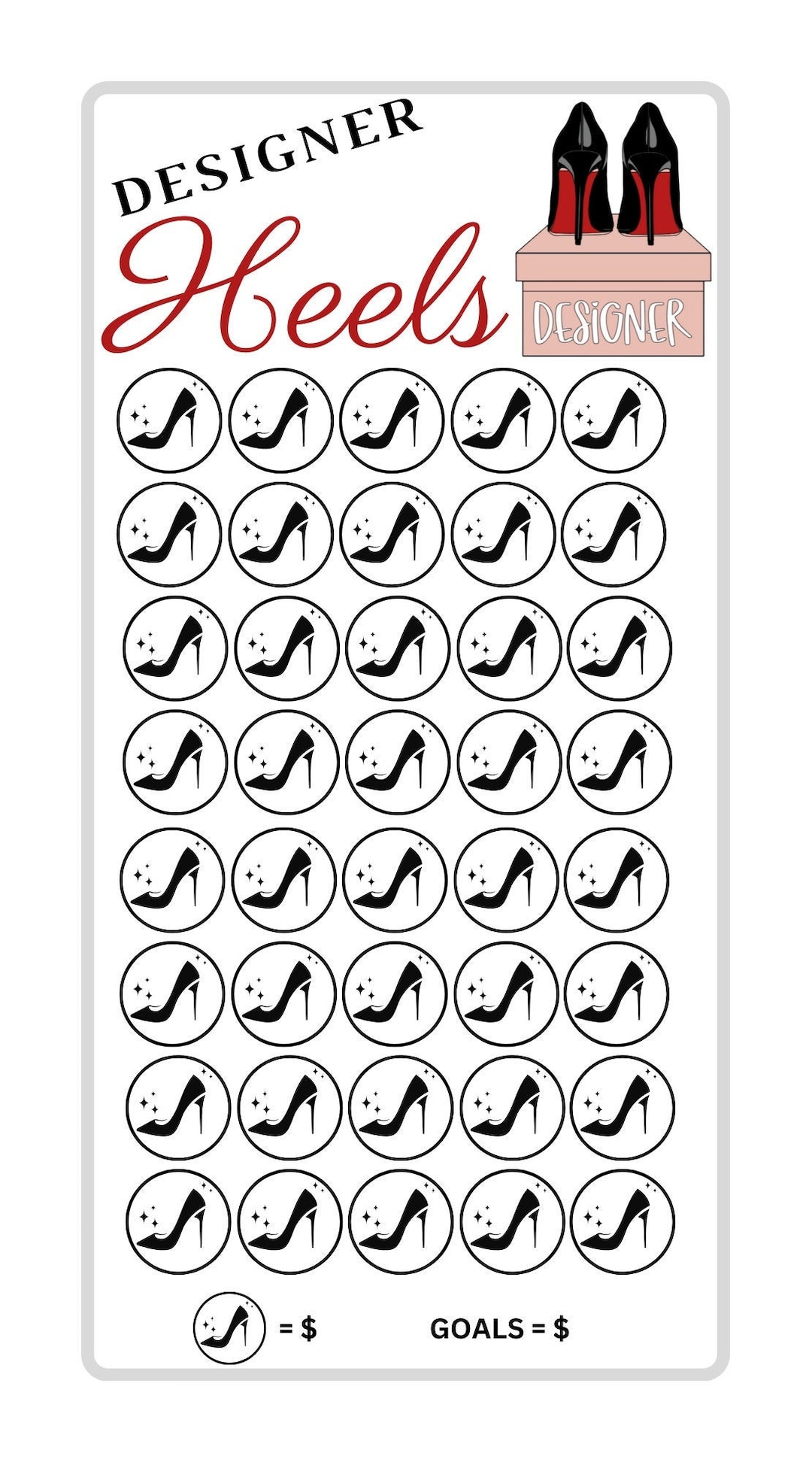 A6 Designer Heels Savings Challenge or Tracker - Etsy