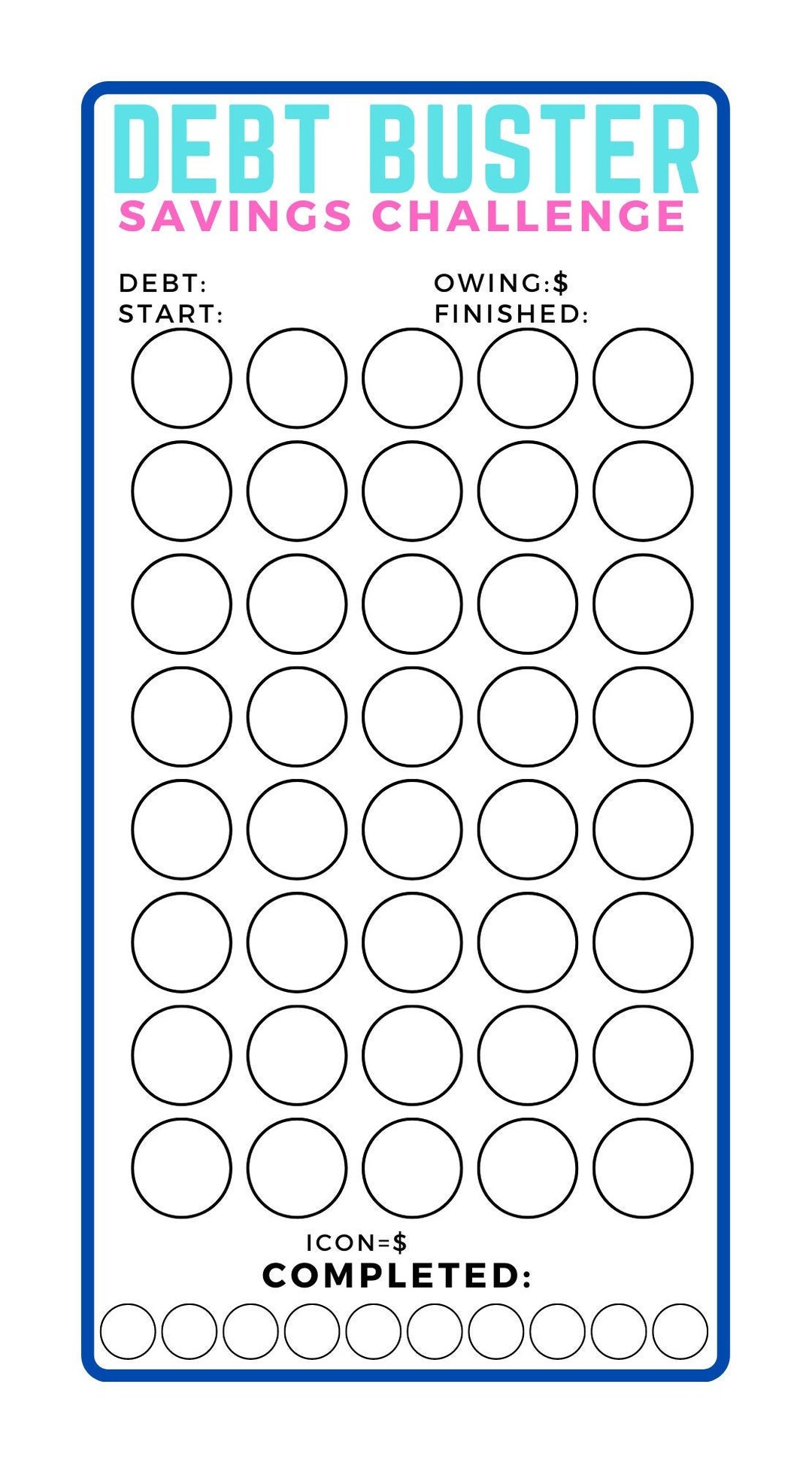 A6 Debt Buster Savings Challenge - Etsy