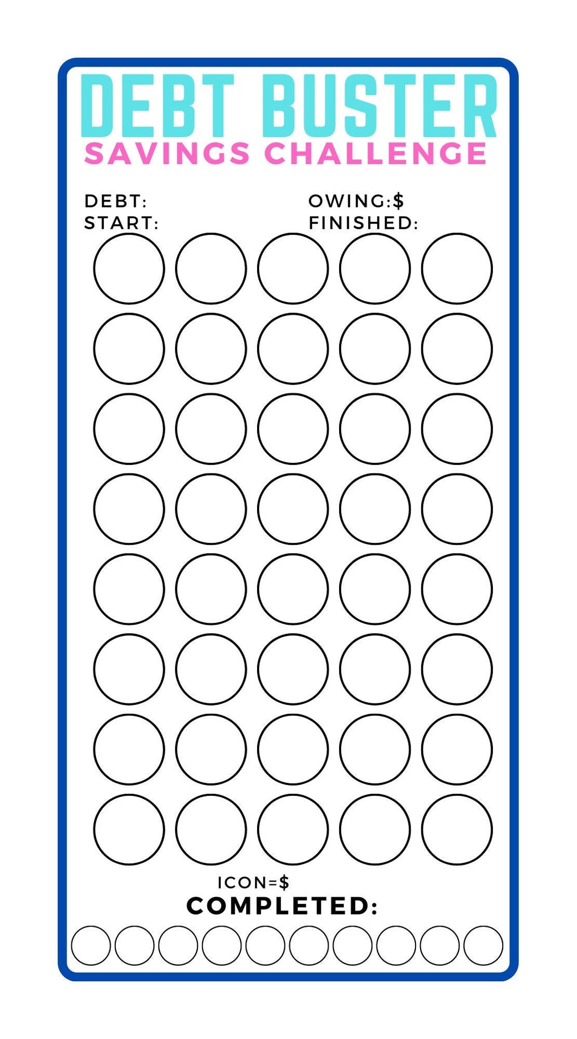 A6 Debt Buster Savings Challenge - Etsy