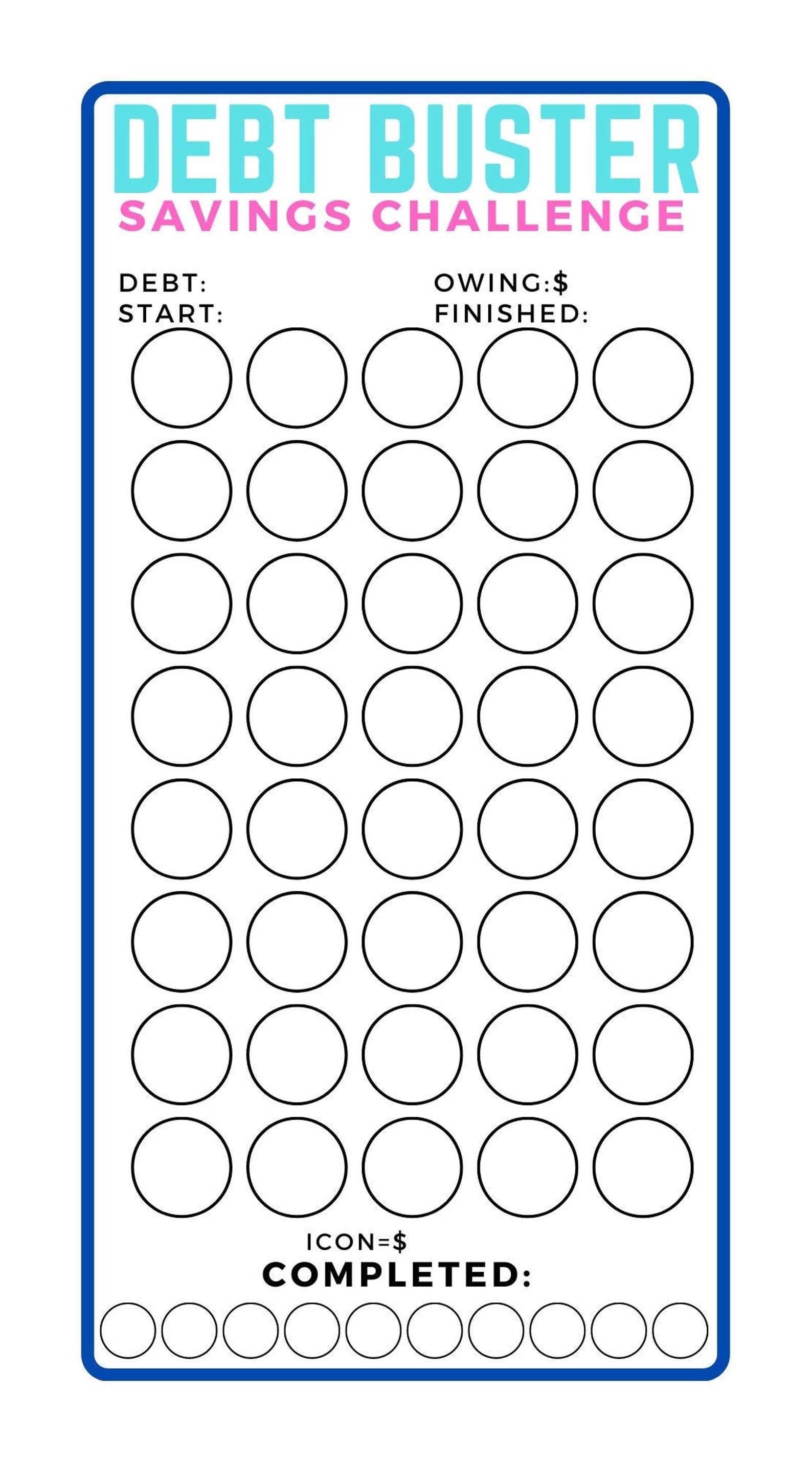 A6 Debt Buster Savings Challenge - Etsy