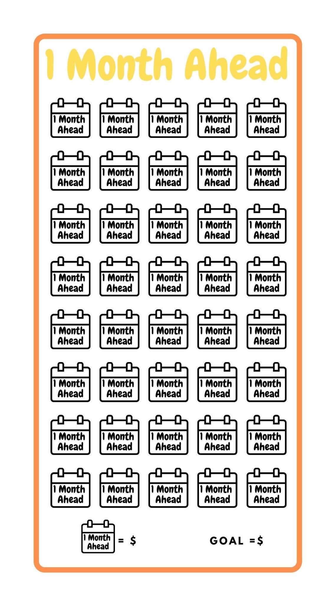 A6 1 Month Ahead Savings Tracker - Etsy