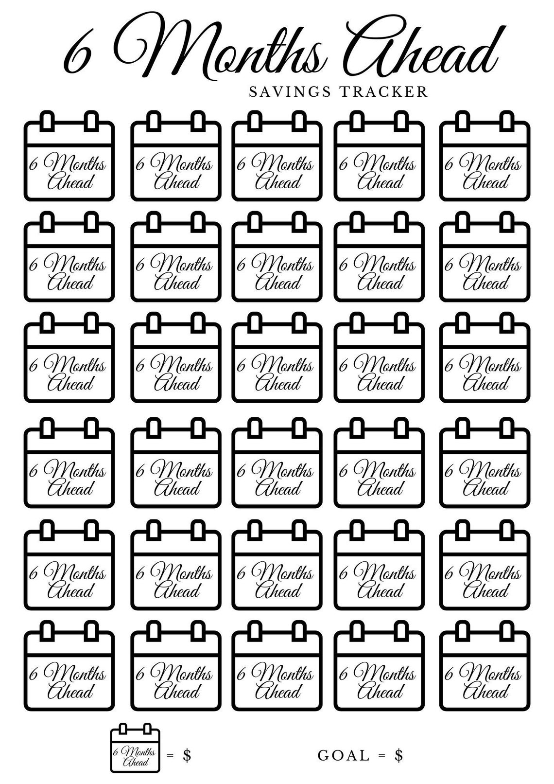 6 Months Ahead Savings Tracker | Etsy