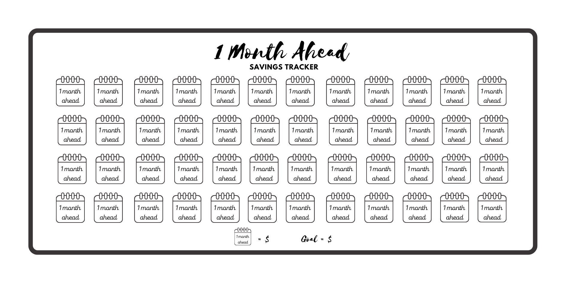 A6 1 Month Ahead Savings Tracker - Etsy