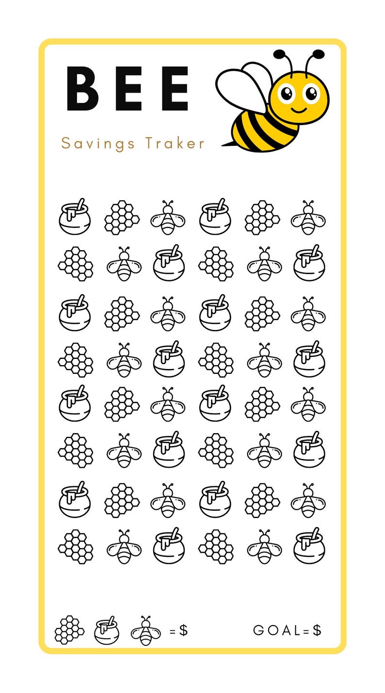A6 Bee Savings Challenge or Tracker - Etsy