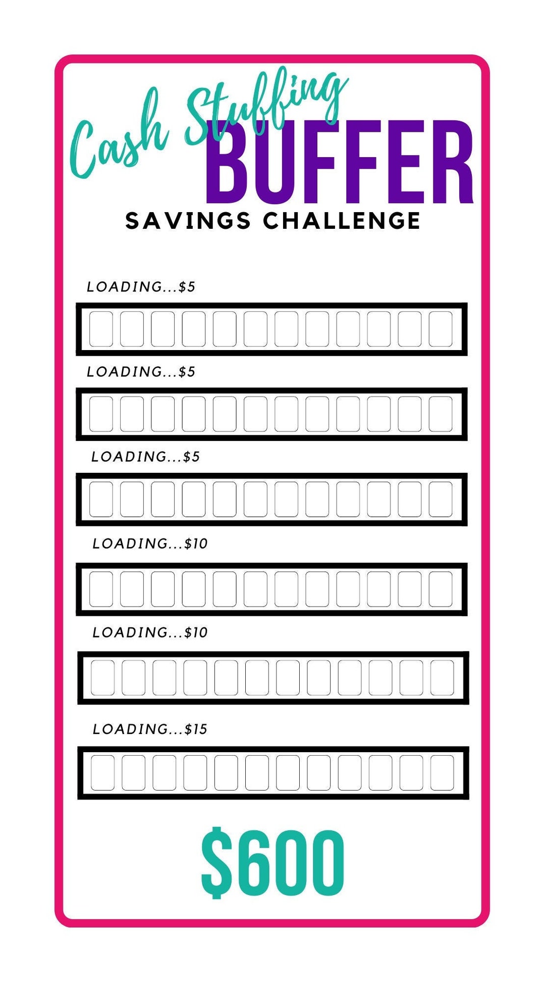 A6 Cash Stuffing Buffer Savings Challenge - Etsy Australia