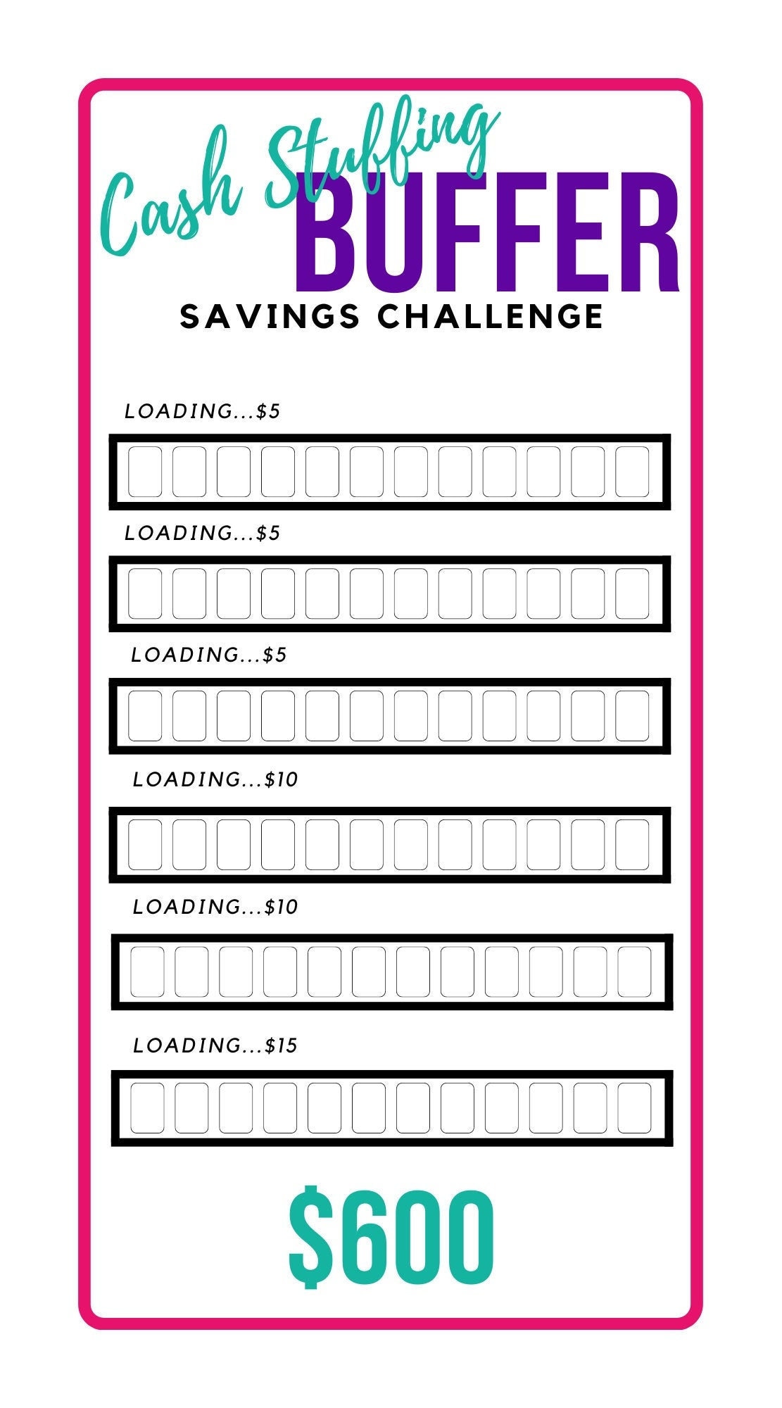 A6 Cash Stuffing Buffer Savings Challenge - Etsy Australia